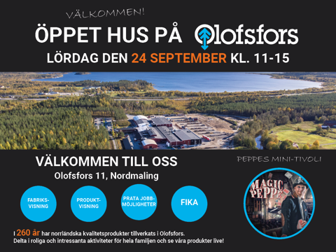 Olofsfors AB - Öppet Hus 24 september - Olofsfors